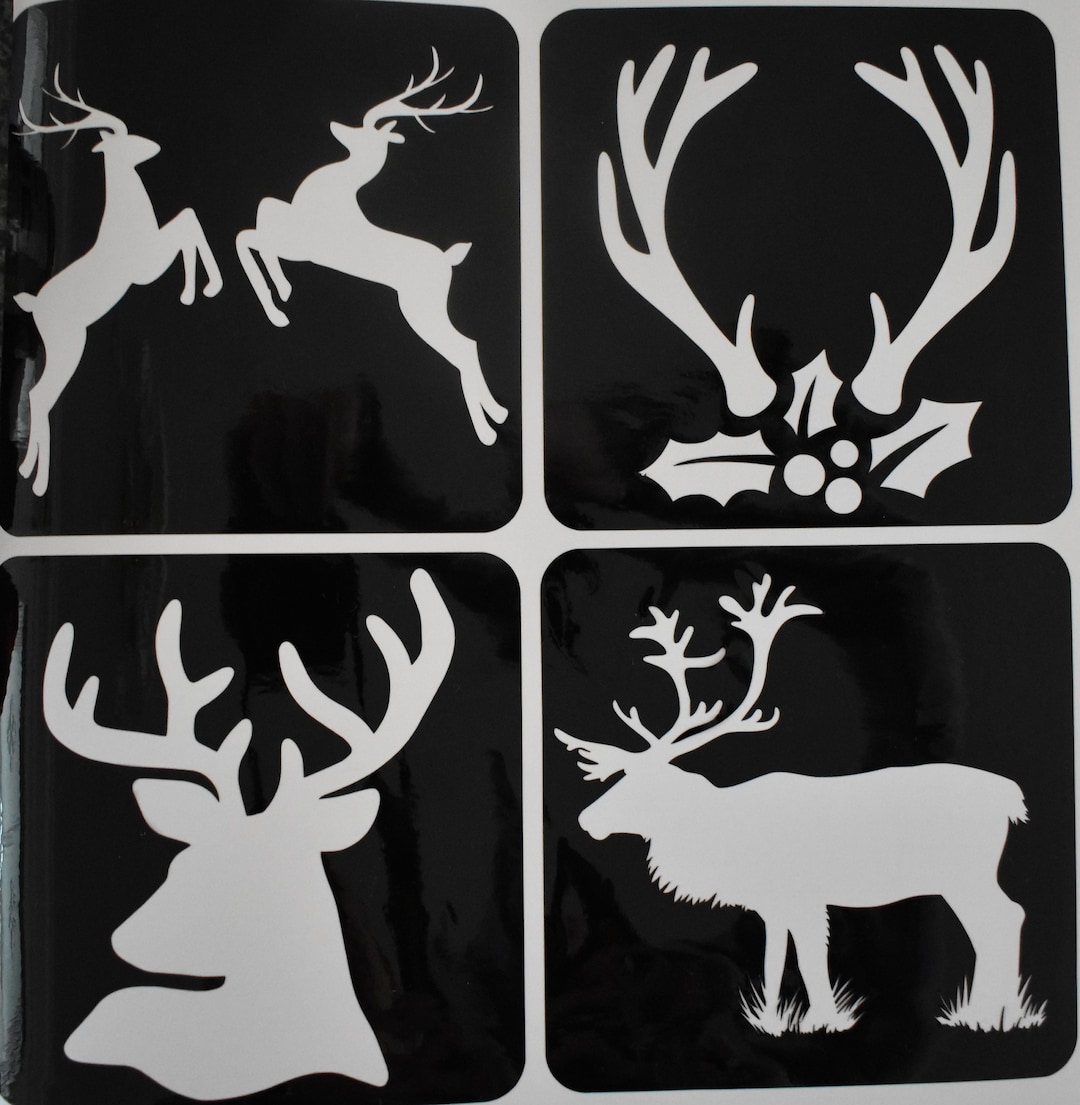 8 X 13cm Sq Vinyl Sticky Back Stencils 3 Part Stencils Christmas ...