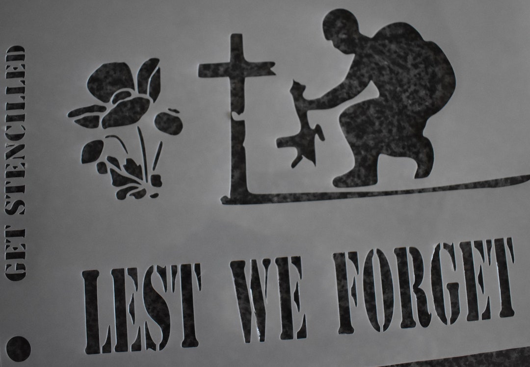 Remembrance Day Stencil Solider Grave & Poppy A4 Approx Lest We Forget ...