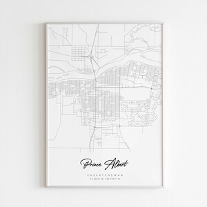 Prince Albert, Saskatchewan Minimal Map - Etsy