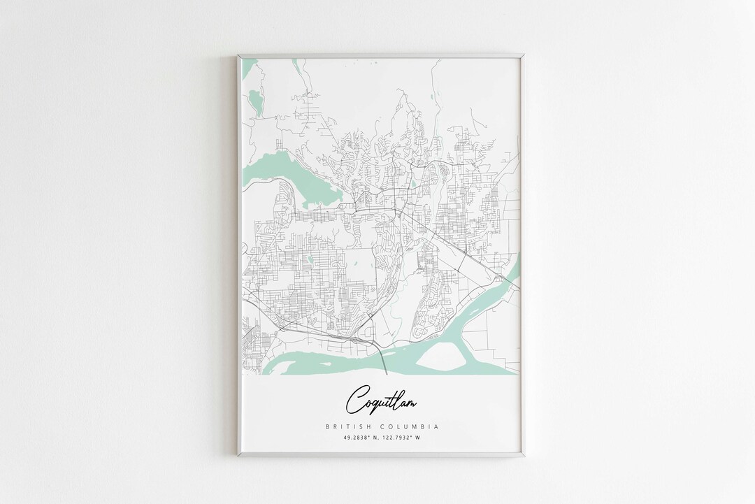 Coquitlam, British Columbia Minimal Map - Etsy