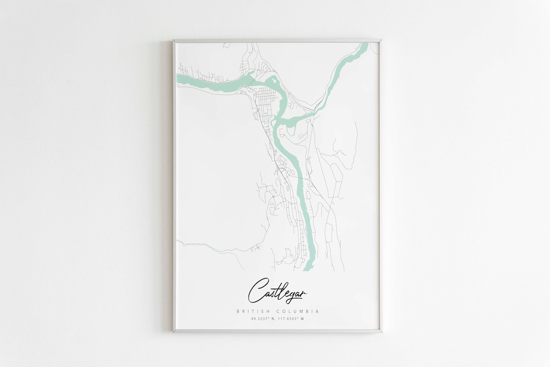 Castlegar, British Columbia Minimal Map - Etsy