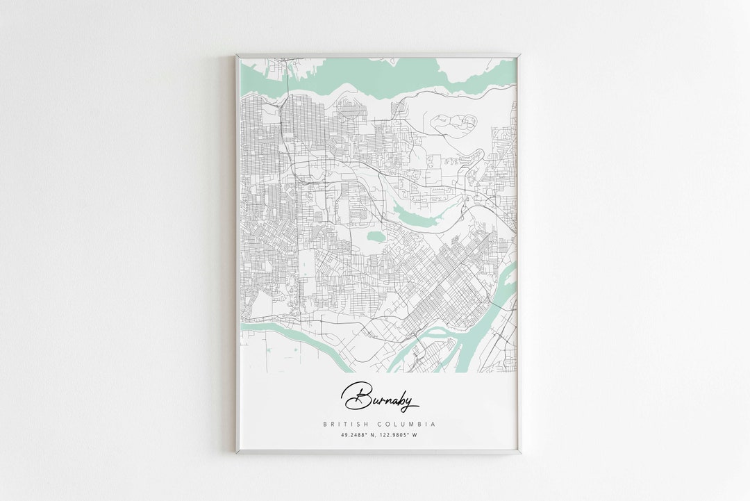 Burnaby, British Columbia Minimal Map - Etsy