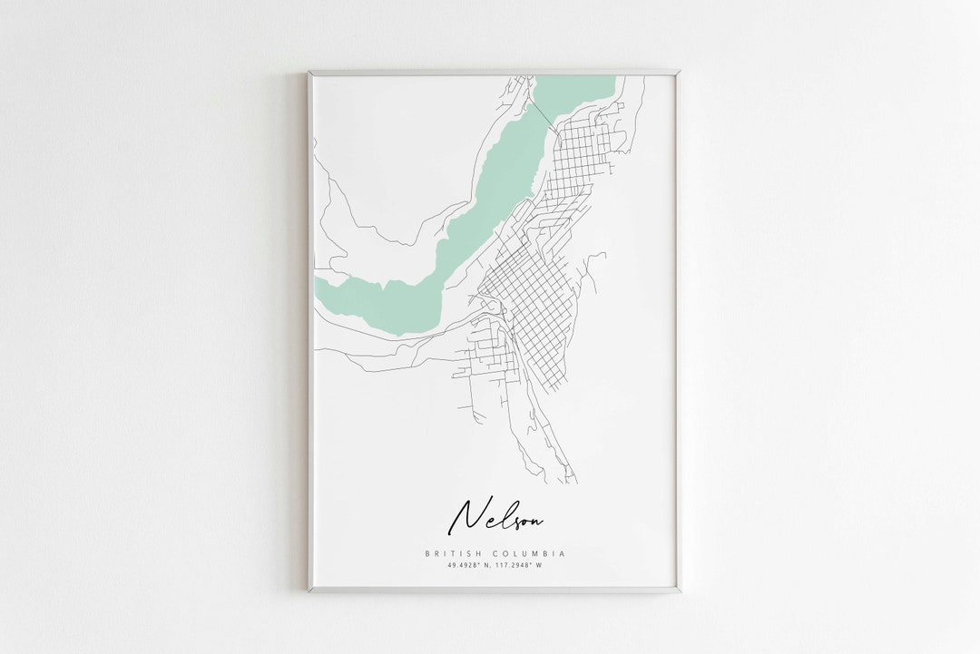 Nelson, British Columbia Minimal Map - Etsy