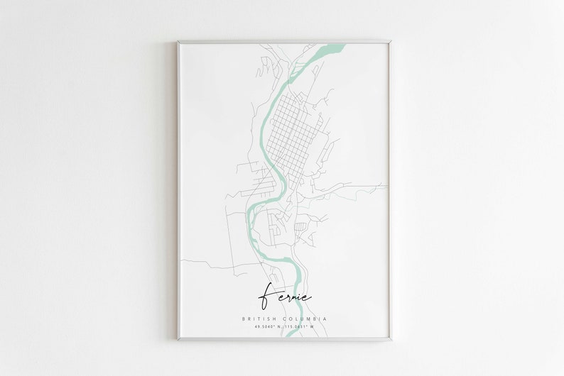 Fernie, British Columbia Minimal Map - Etsy