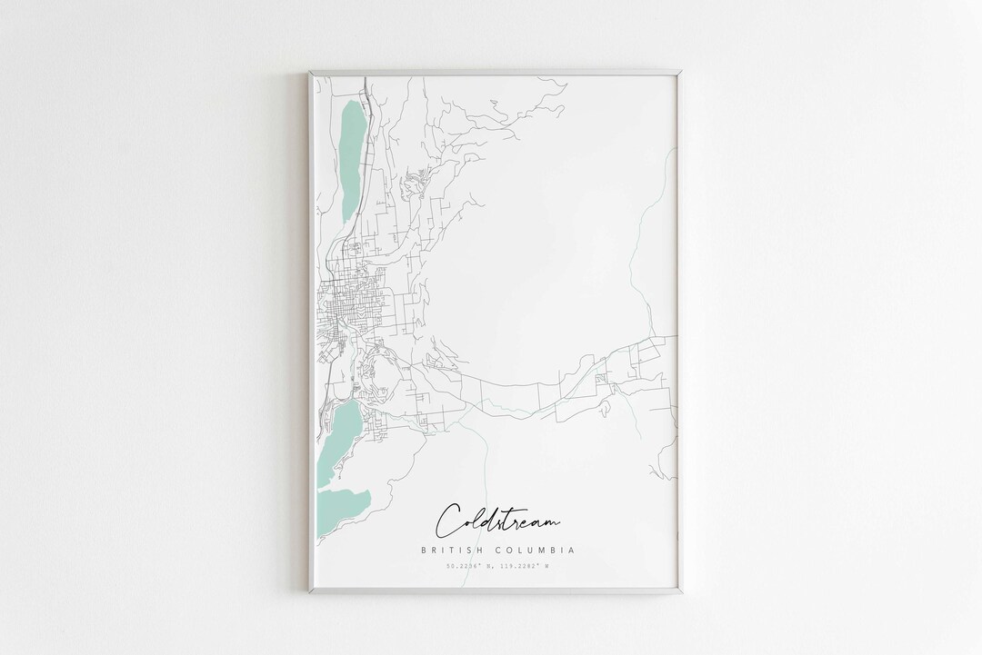 Coldstream, British Columbia Minimal Map - Etsy