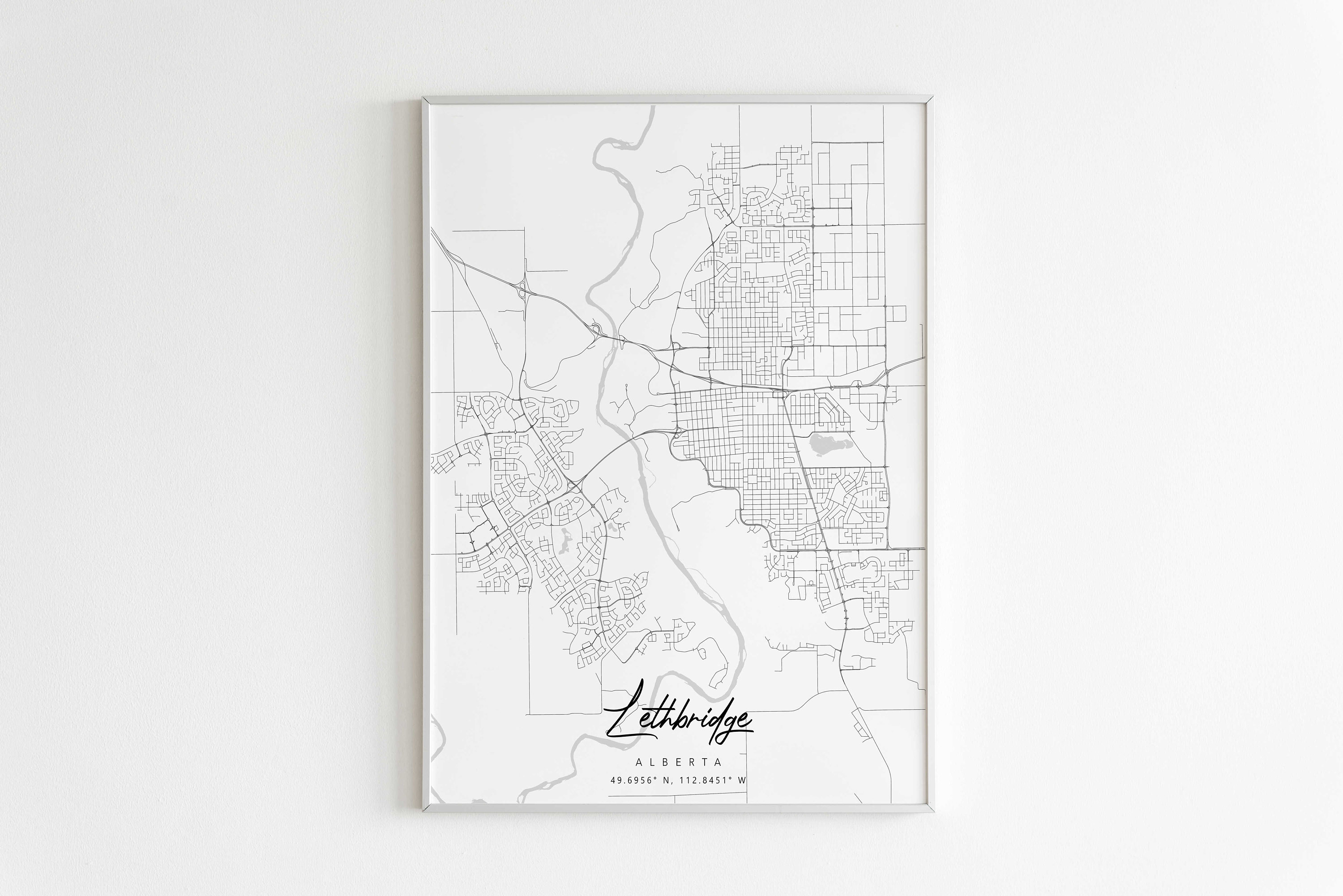 Lethbridge, Alberta Minimal Map - Etsy