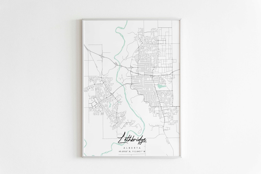 Lethbridge, Alberta Minimal Map - Etsy