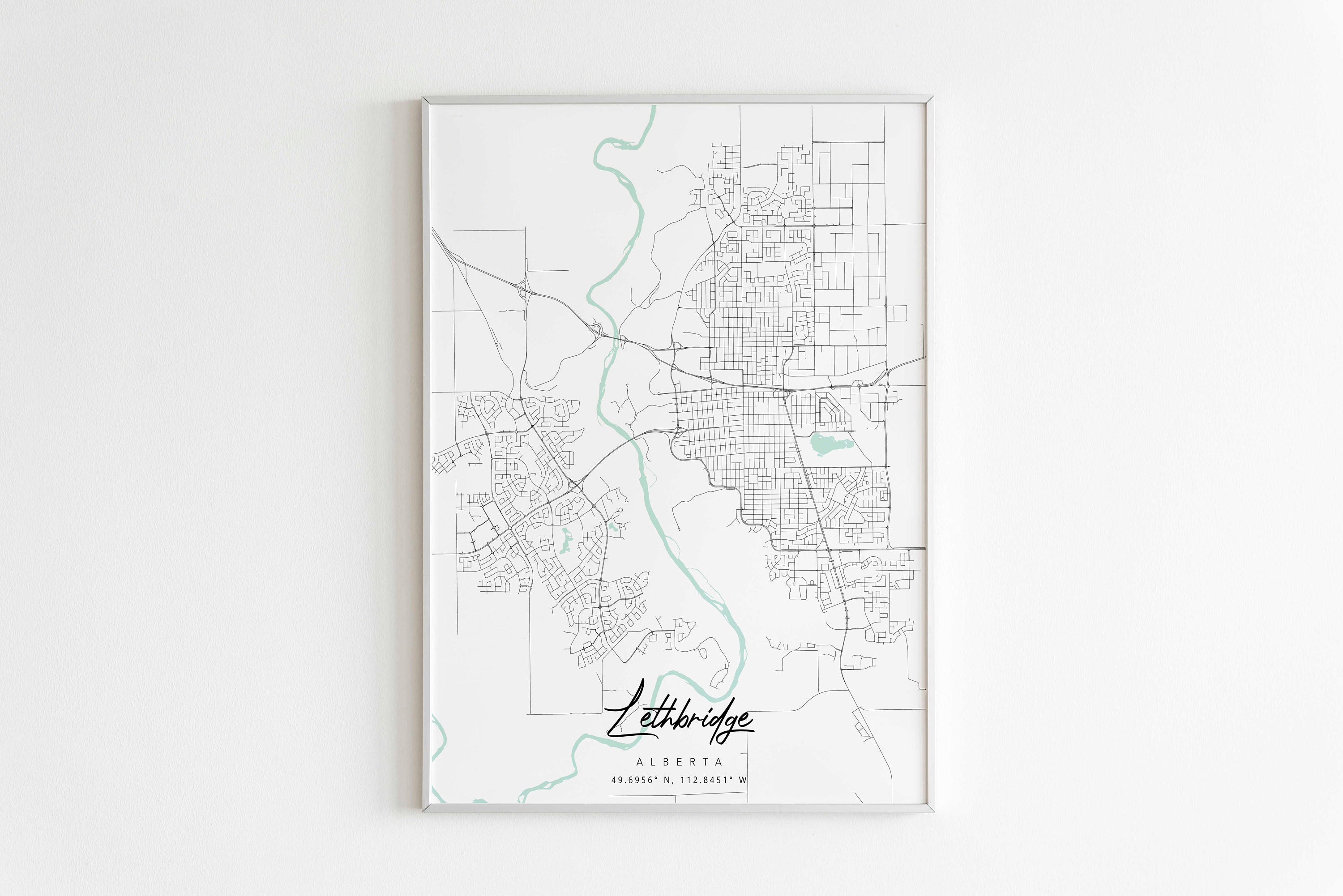Lethbridge, Alberta Minimal Map - Etsy