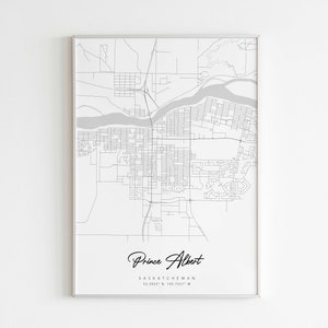 Prince Albert, Saskatchewan Minimal Map - Etsy