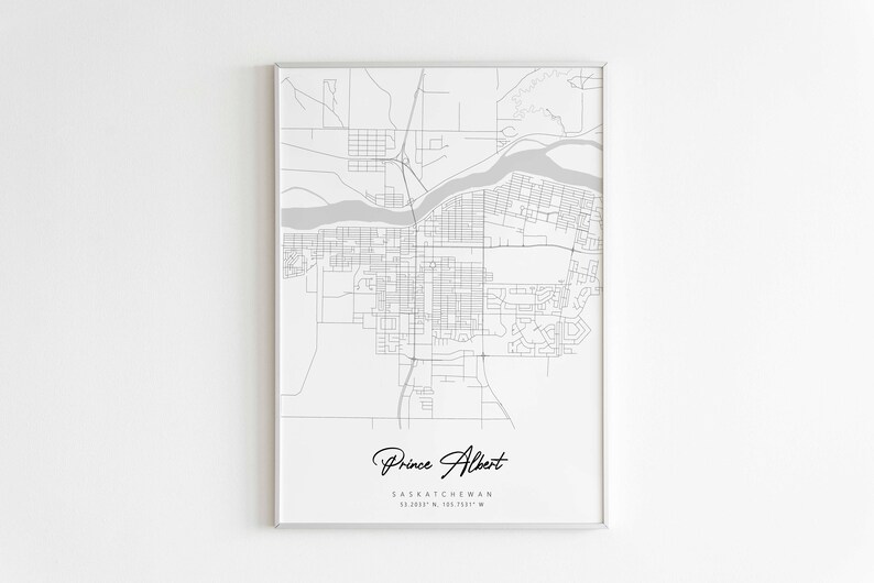 Prince Albert, Saskatchewan Minimal Map - Etsy