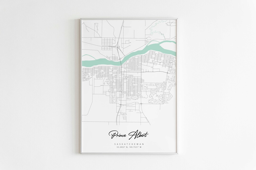Prince Albert, Saskatchewan Minimal Map - Etsy