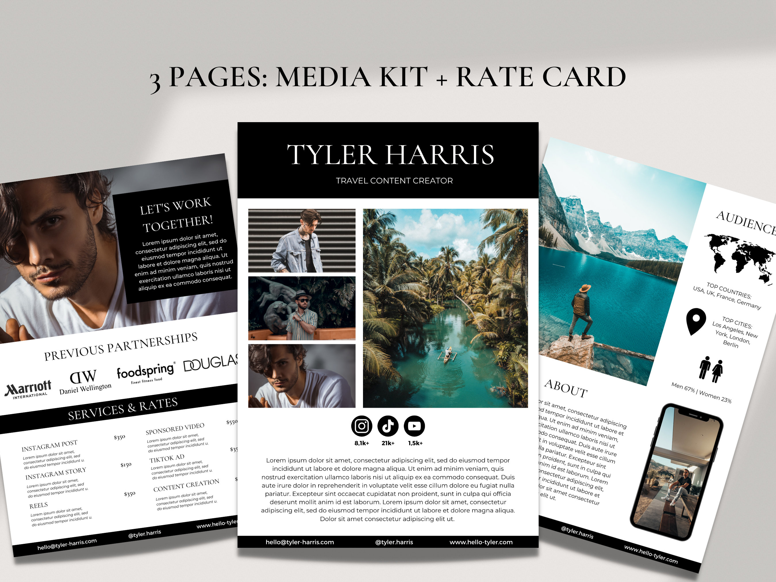 Travel Content Creator Media Kit Template Canva | Influencer Media Kit ...