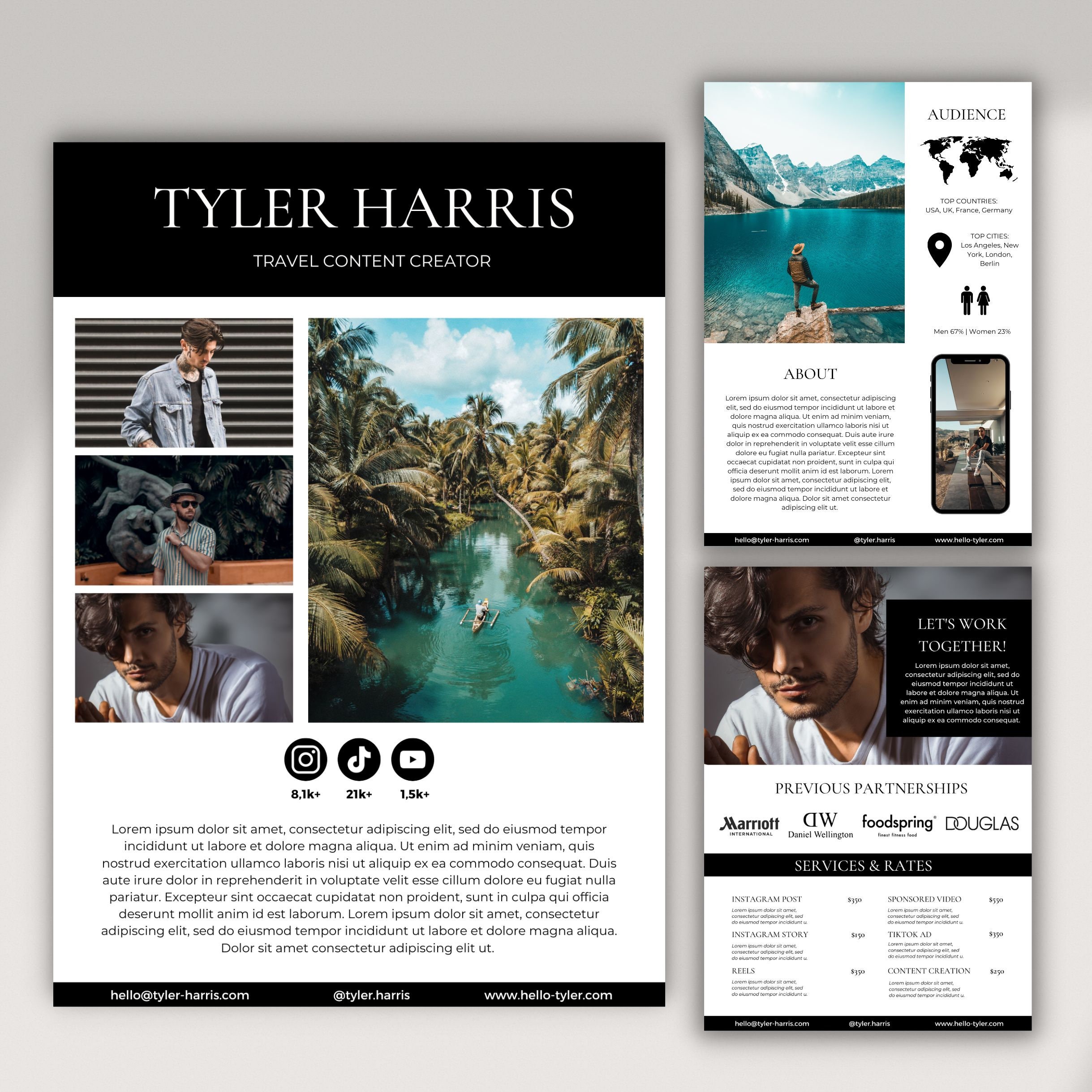 Travel Content Creator Media Kit Template Canva | Influencer Media Kit ...