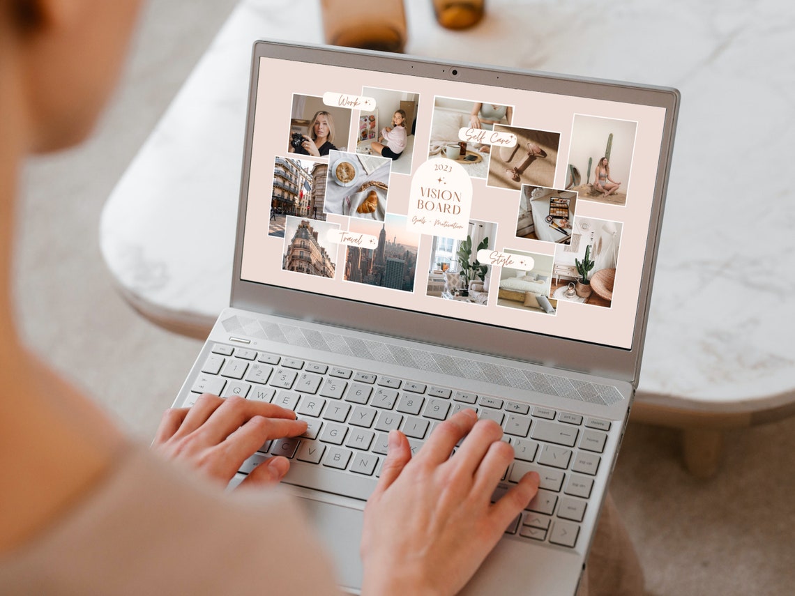 Digital Vision Board Template | 2023 Goals Board | Canva Mood Board ...