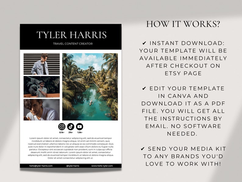 Travel Content Creator Media Kit Template Canva | Influencer Media Kit ...