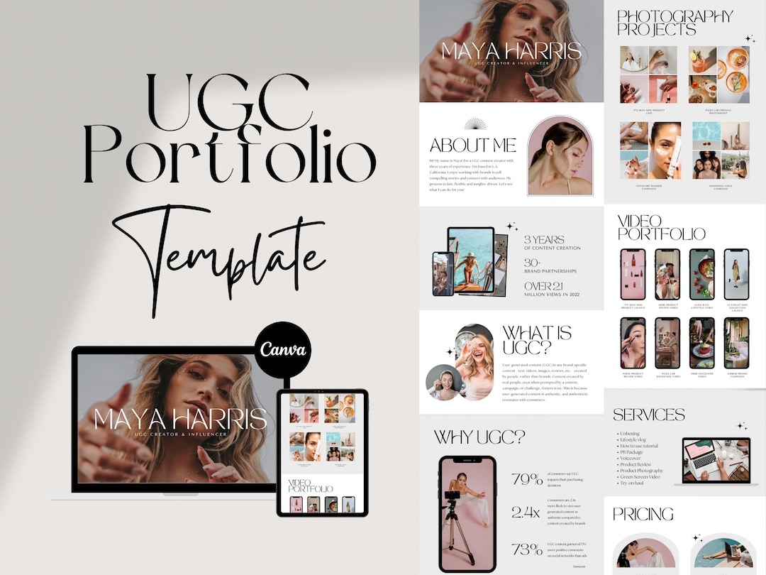 Minimal UGC Portfolio UGC Template UGC Media Kit Ugc - Etsy