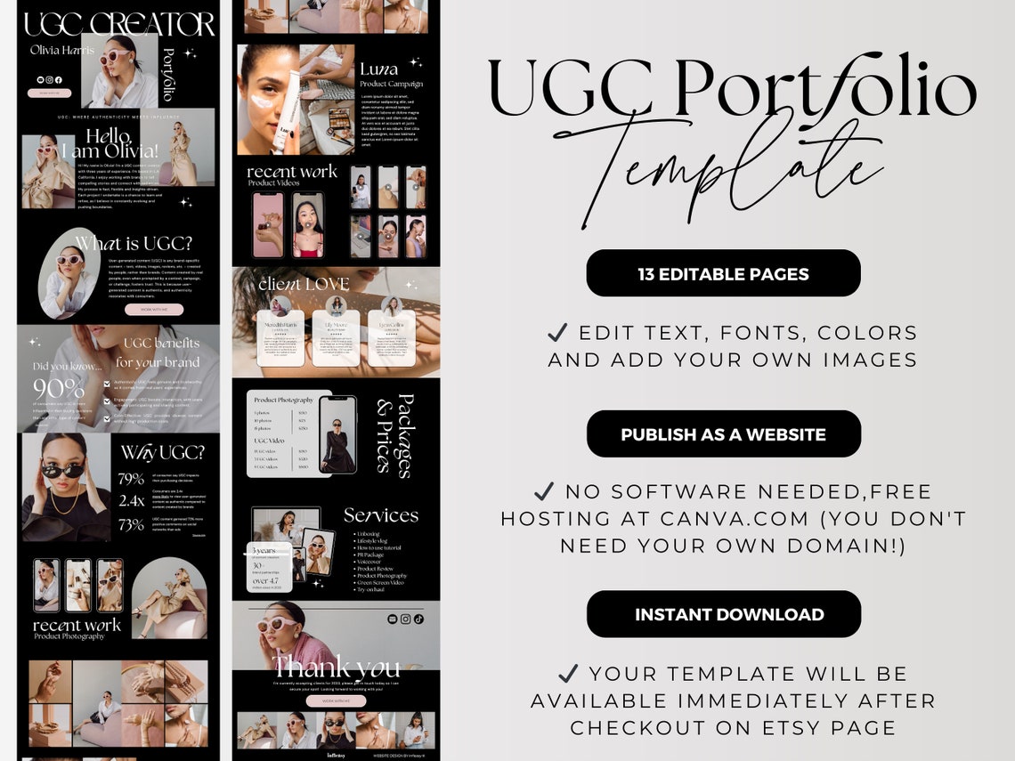 UGC Portfolio Deluxe UGC Template UGC Portfolio Template - Etsy