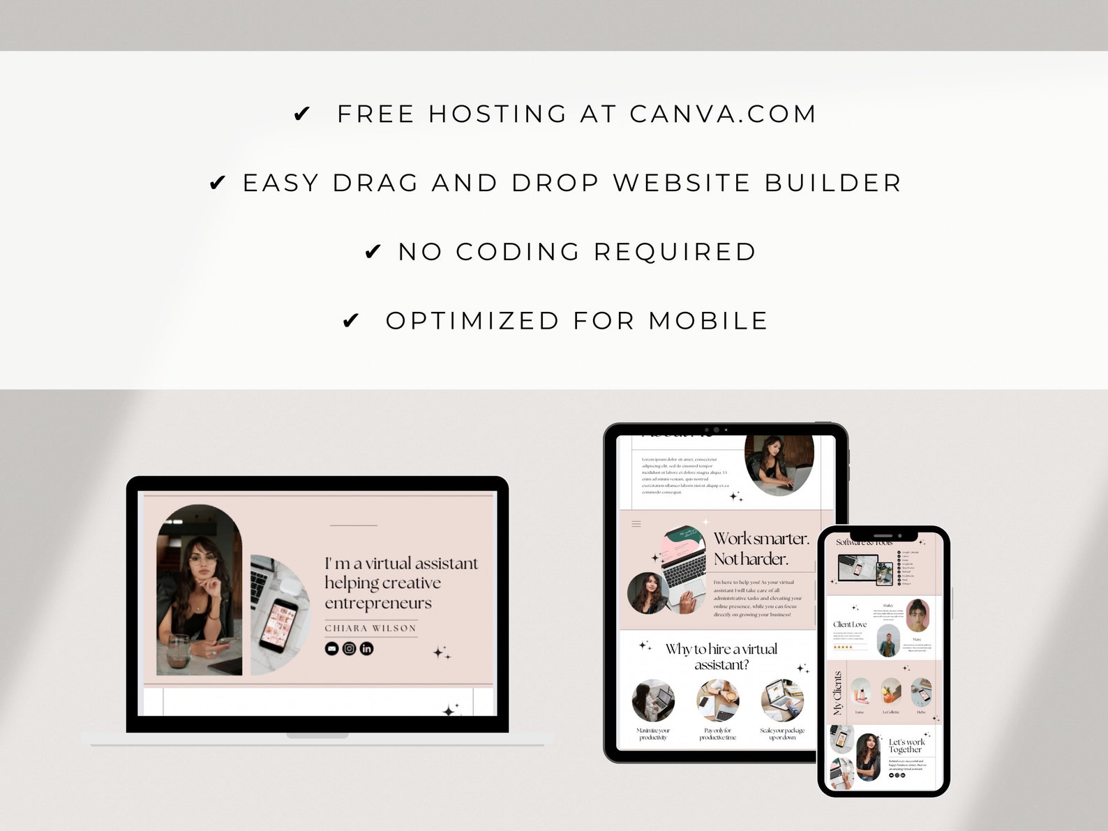 Canva Website for Virtual Assistants | Virtual Assistant Website Template | Website Theme ...