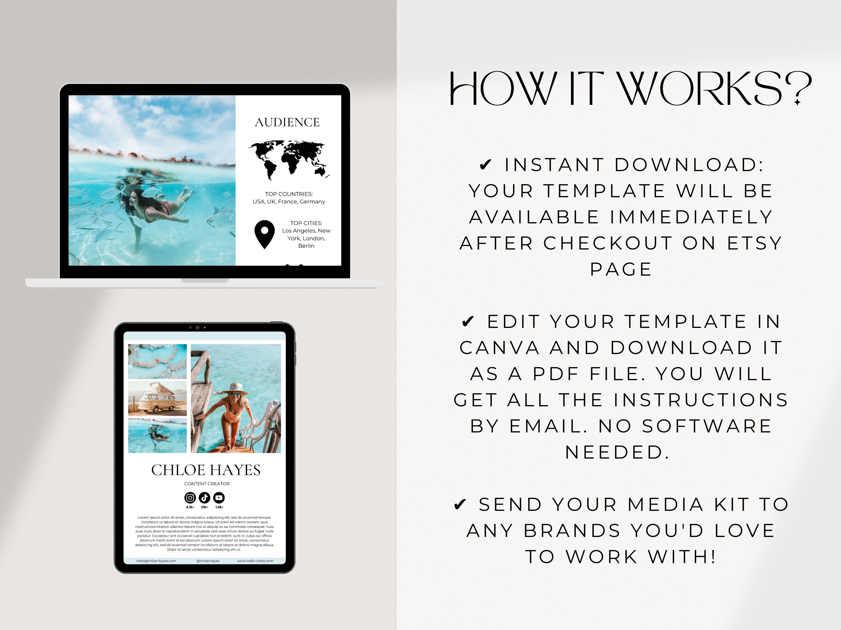 3 Page Influencer Media Kit Template Canva Instagram Media - Etsy
