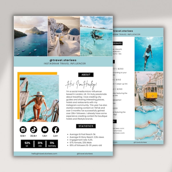 Travel Influencer Media Kit - Etsy