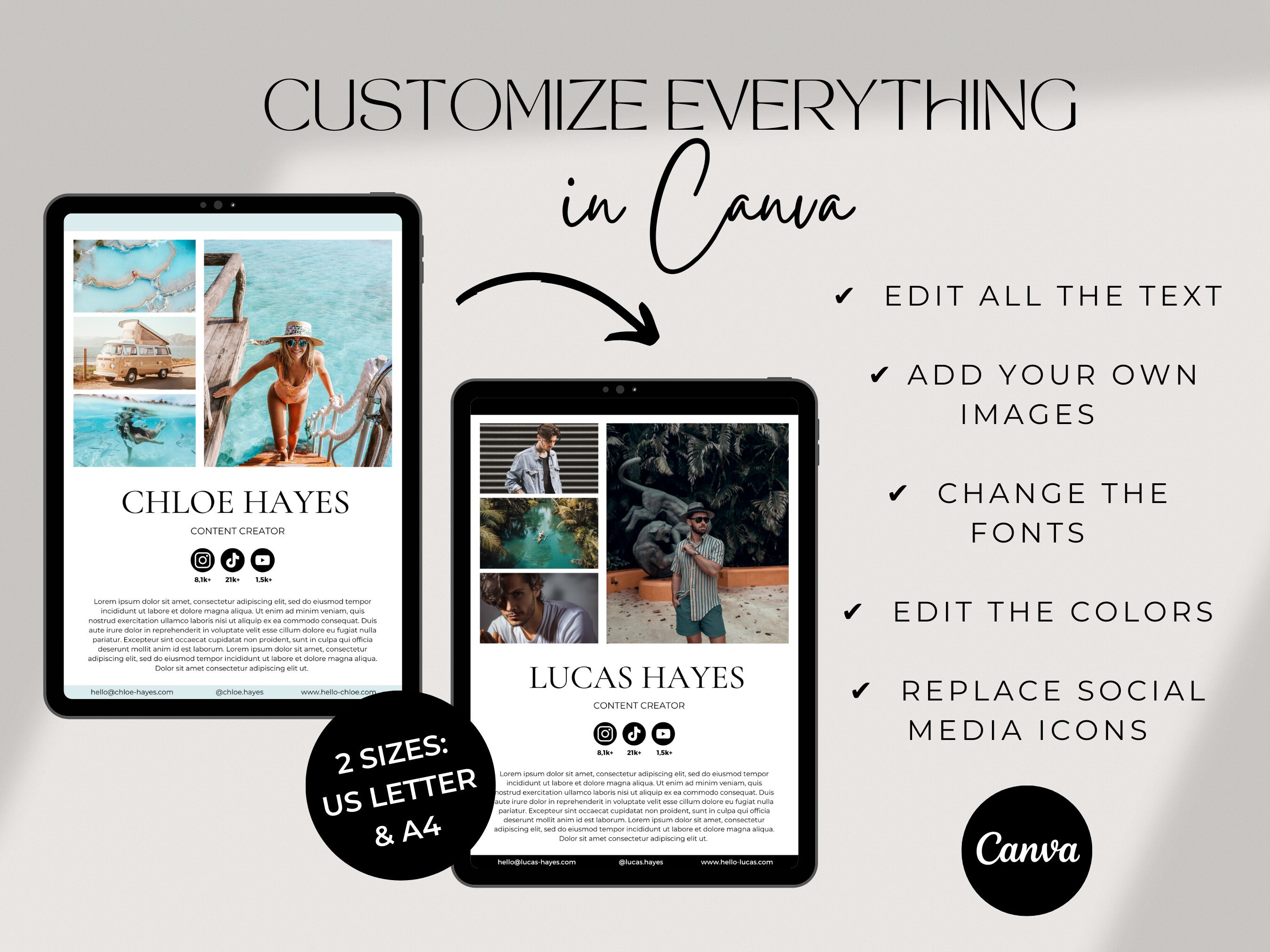 3 Page Influencer Media Kit Template Canva Instagram Media - Etsy