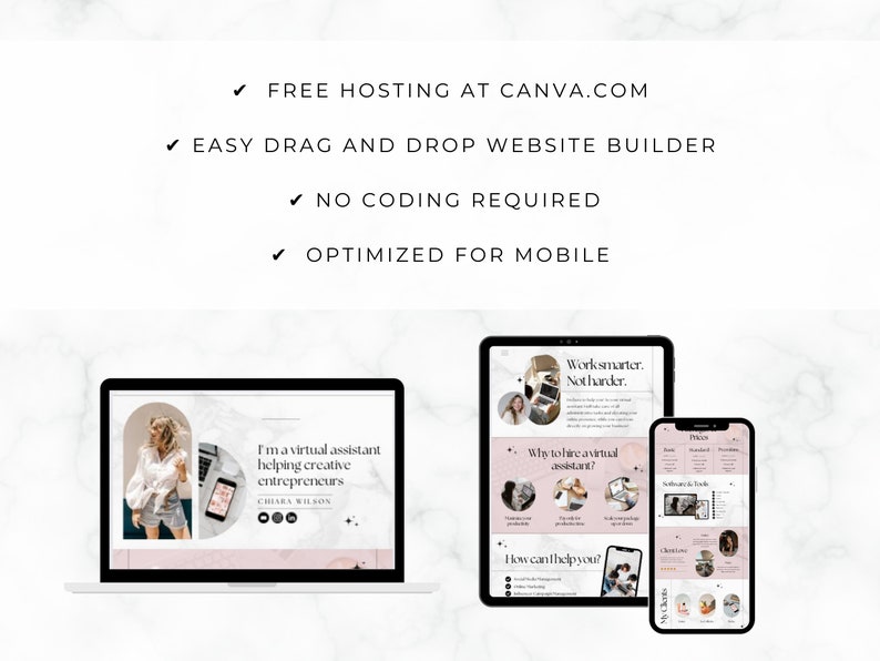 Virtual Assistant Website Template | Canva Website Template for Virtual Assistants | Canva ...