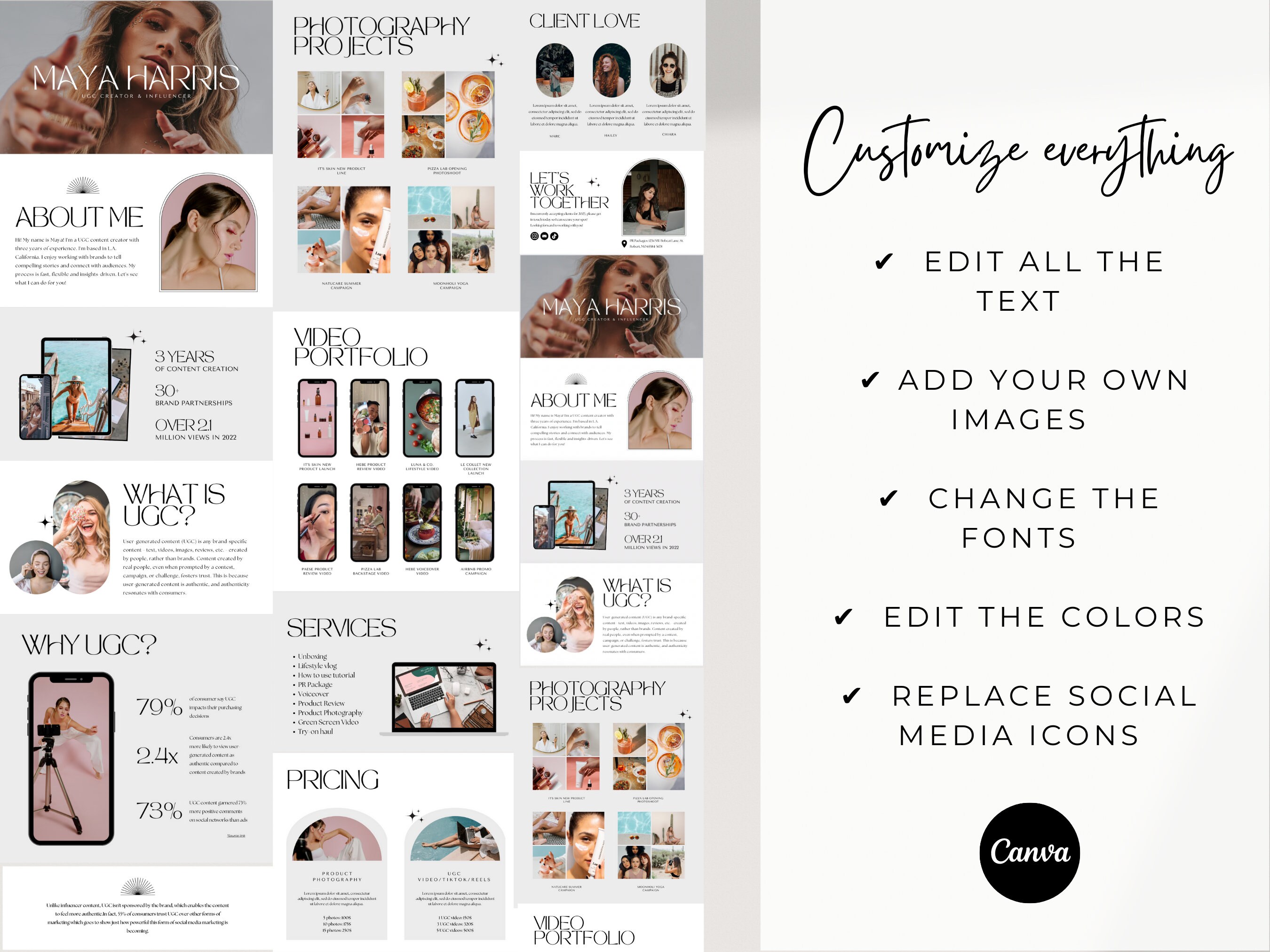 Minimal UGC Portfolio UGC Template UGC Media Kit Ugc - Etsy