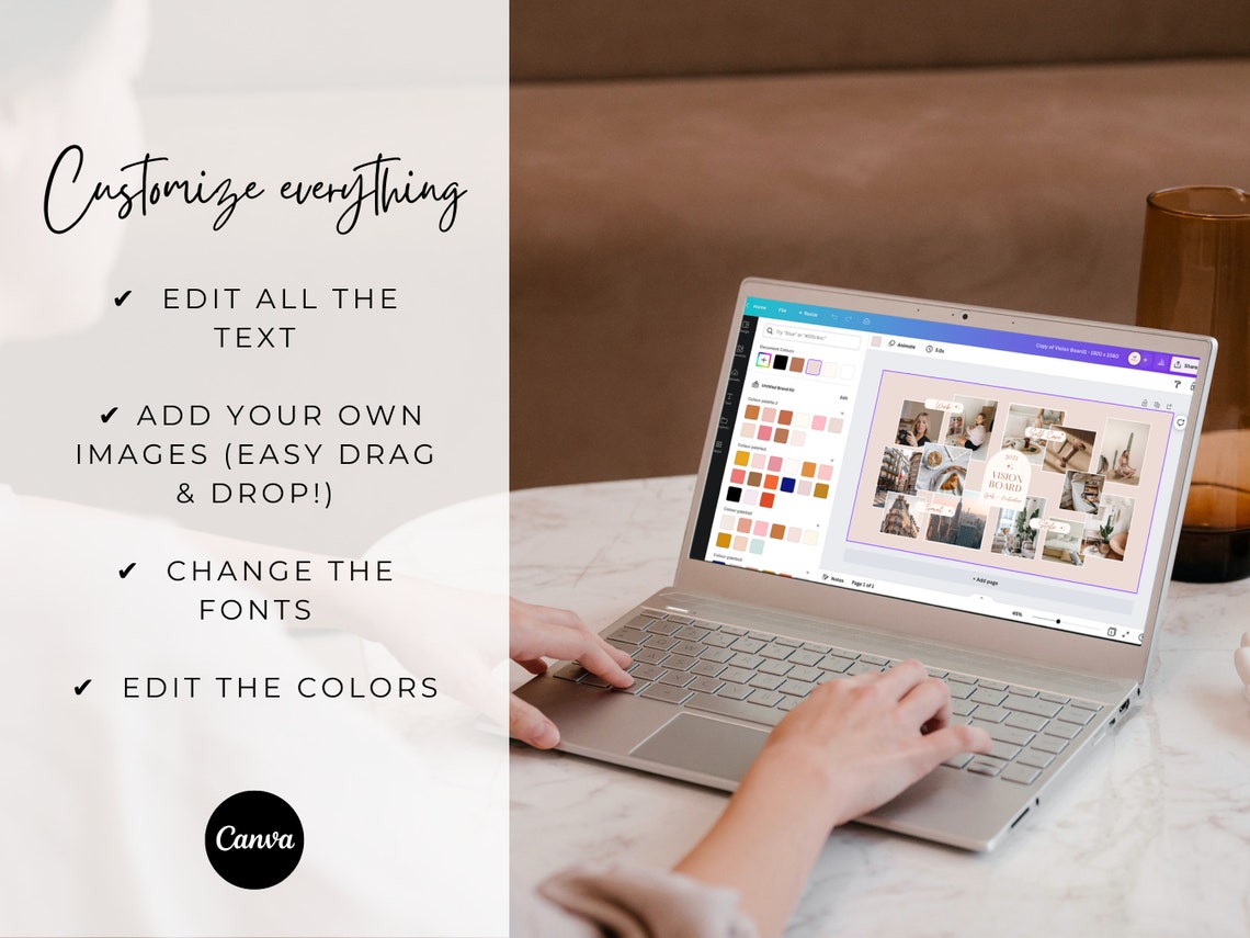 Digital Vision Board Template | 2023 Goals Board | Canva Mood Board ...