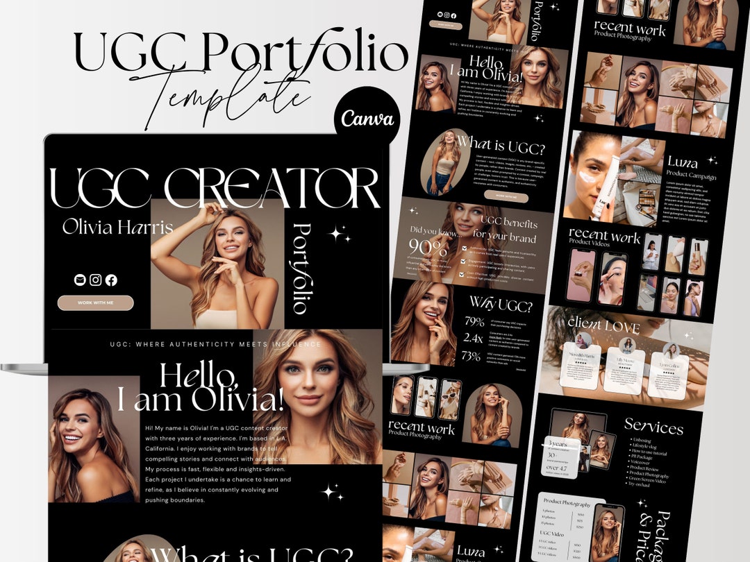 UGC Portfolio Template Canva | UGC Creator Portfolio | UGC Website ...
