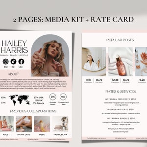2 Page Influencer Media Kit Template Canva Instagram and Tiktok ...