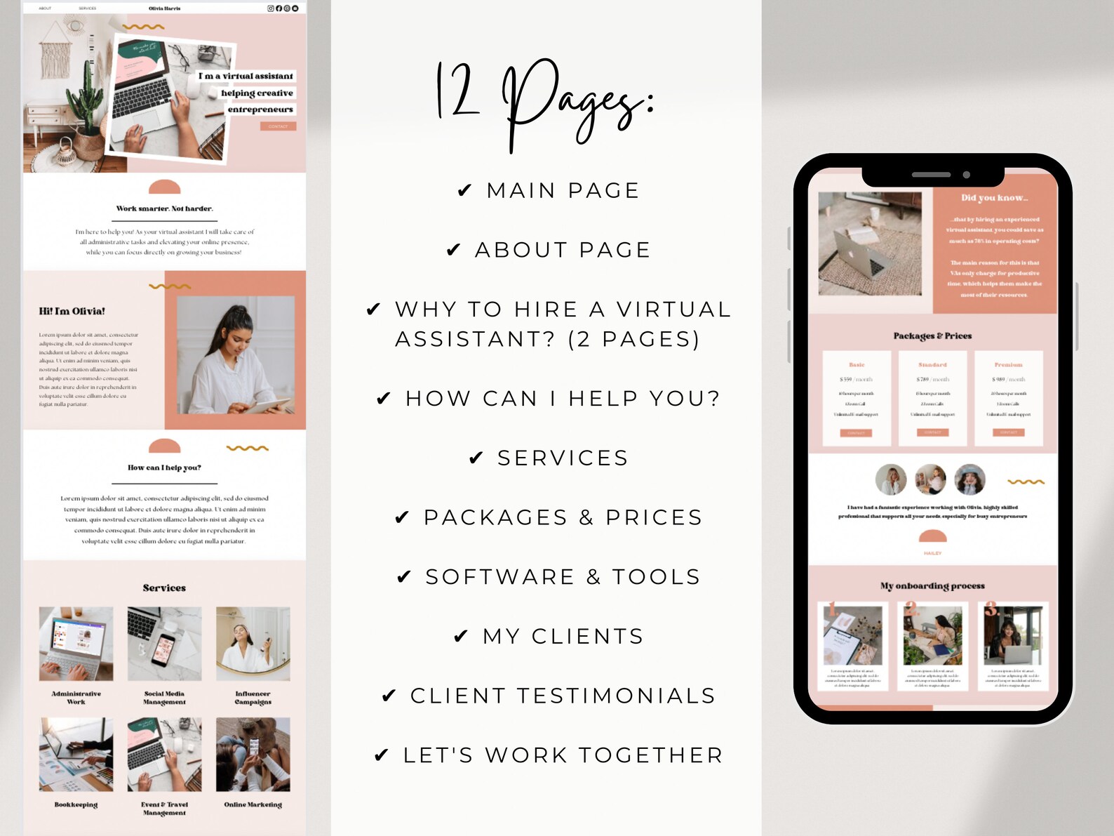 Boho Website for Virtual Assistants | Virtual Assistant Website ...