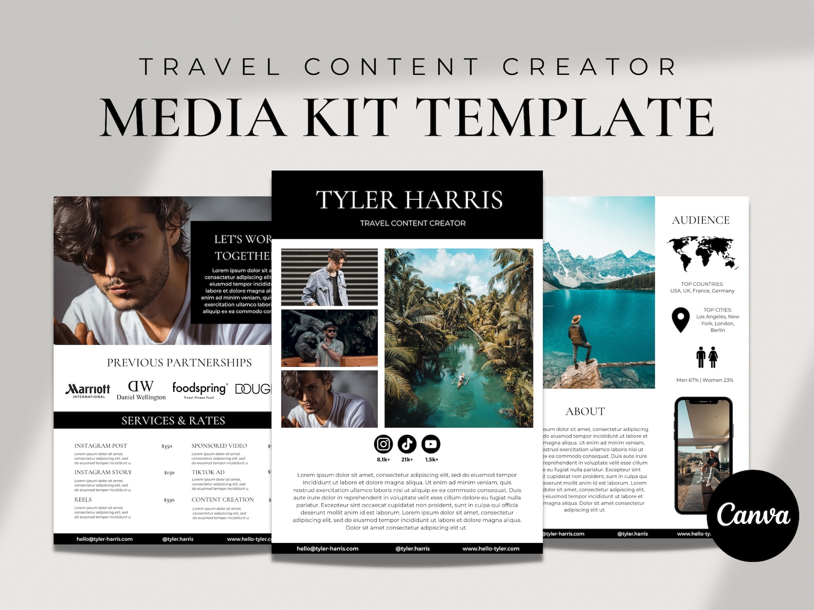 Travel Content Creator Media Kit Template Canva | Influencer Media Kit ...