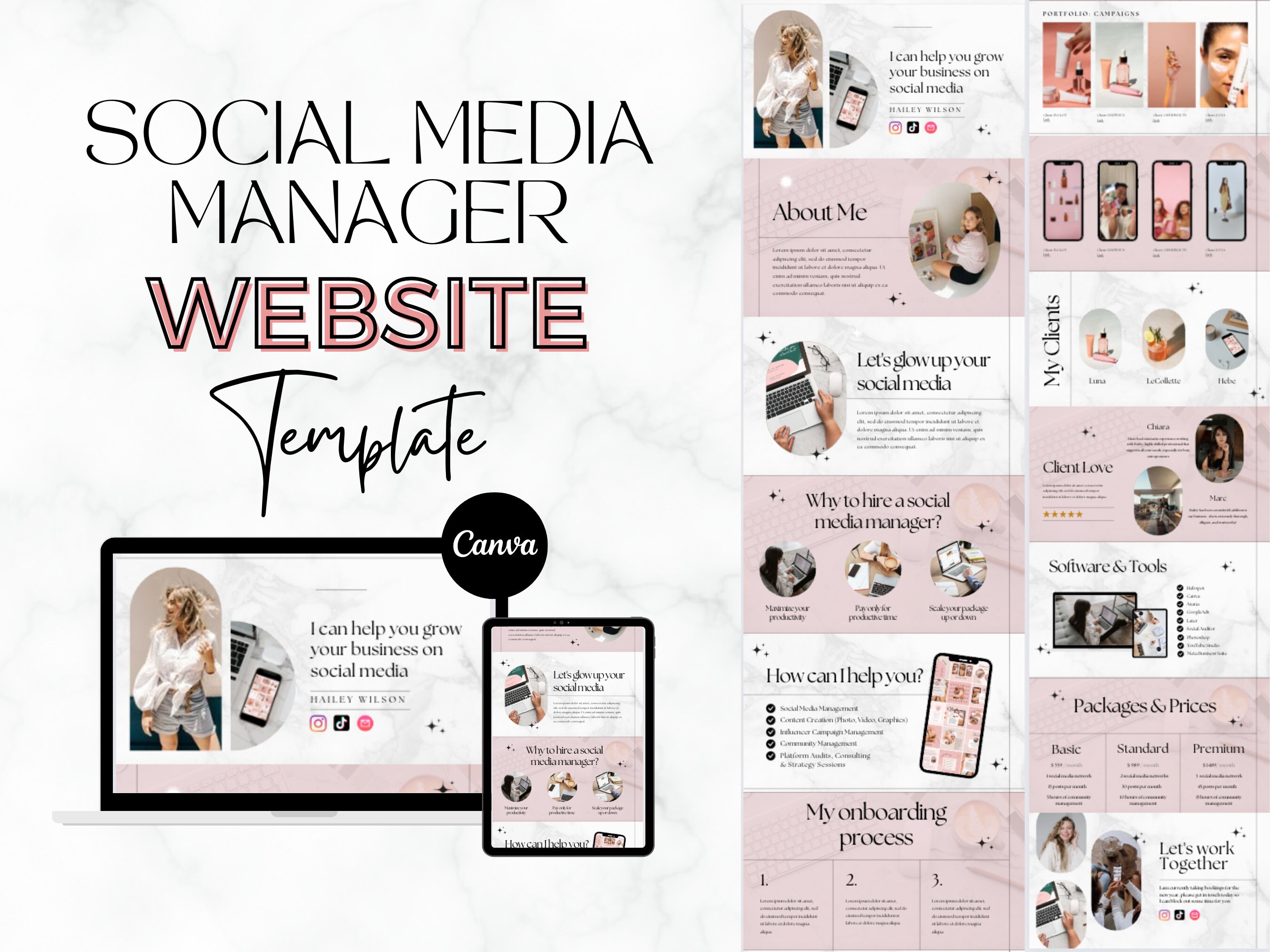 Social Media Manager Website Template | Canva Website Template | Social ...