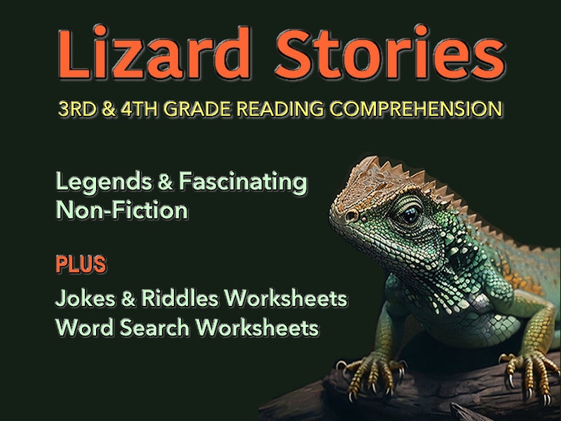 Lizard Stories Reading Comprehension for 3rd - 4th Grade - Includes ...