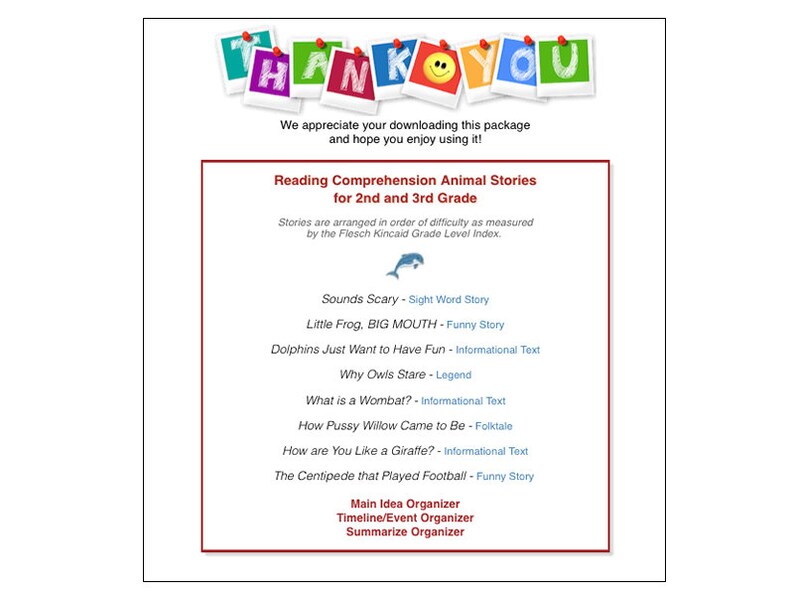 2nd and 3rd Grade Animal Stories Reading Comprehension Worksheets - Etsy