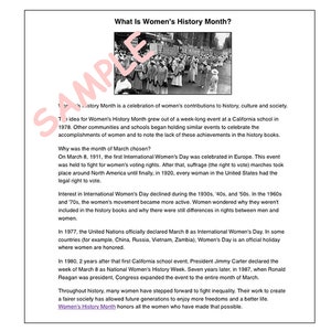 Women’s History Reading Comprehension Passages With Questions - Etsy