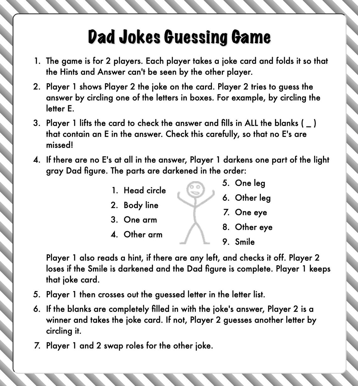 52 Funny Dad Jokes Guessing Game, Printable PDF for Reading, Spelling ...