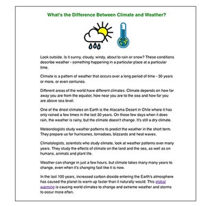 Climate Change Reading Comprehension for 5th Grade and Up - Etsy