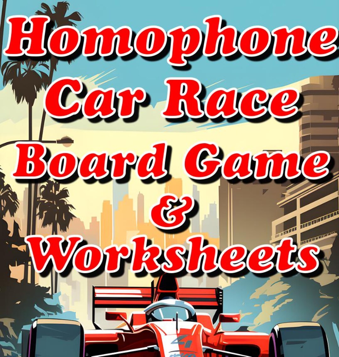 Homophone Car Race Board Game and Worksheets, English Language Arts ...