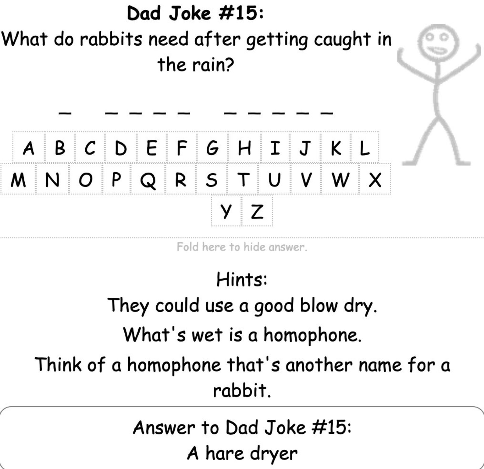 52 Funny Dad Jokes Guessing Game, Printable PDF for Reading, Spelling ...