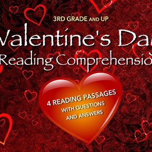 Valentine's Day Reading Comprehension Worksheets - Etsy