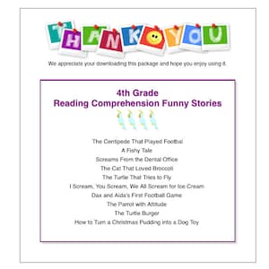 4th Grade Reading Comprehension Funny Stories - Etsy
