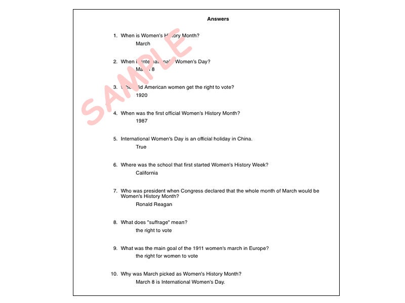 Women’s History Reading Comprehension Passages With Questions - Etsy