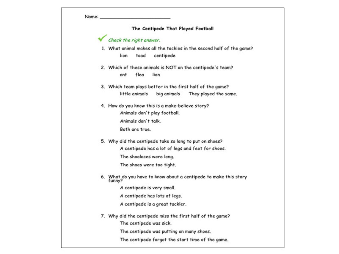 4th Grade Reading Comprehension Funny Stories - Etsy