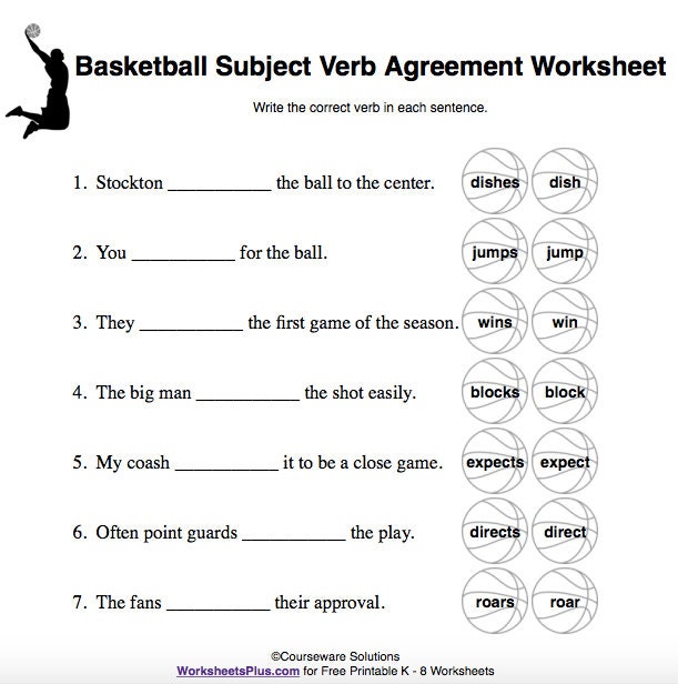 Subject Verb Agreement English Grammar Printable PDF Worksheets, 3rd or ...