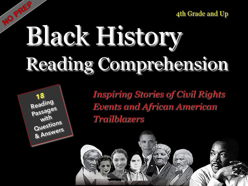 Black History Reading Comprehension Worksheets - Etsy