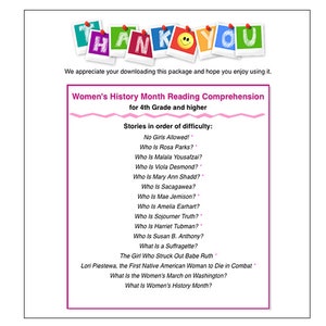 Women’s History Reading Comprehension Passages With Questions - Etsy