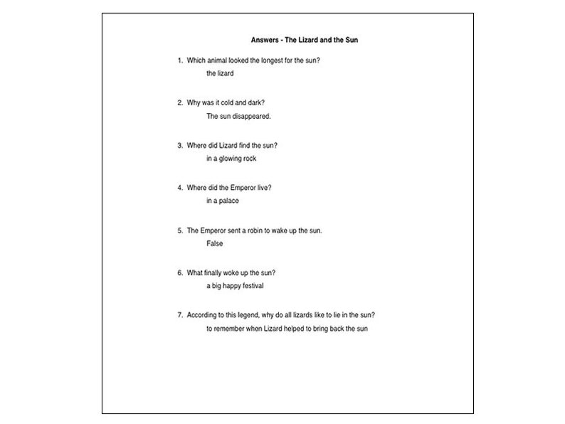Lizard Stories Reading Comprehension for 3rd - 4th Grade - Includes ...