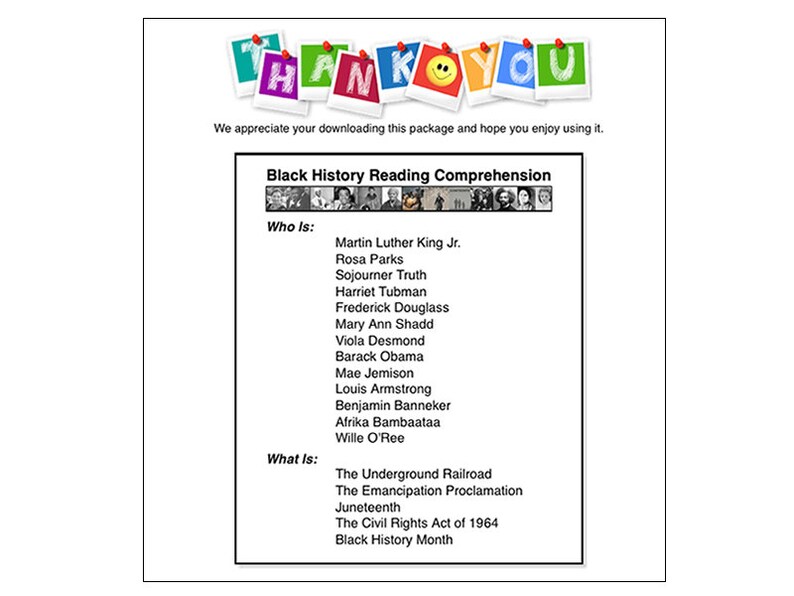 Black History Reading Comprehension Worksheets - Etsy