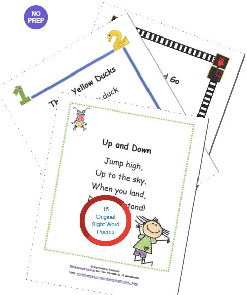 Sight Word Poems for Shared Reading and Coloring - Kindergarten to 1st ...